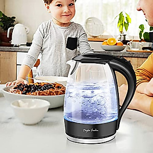 Taylor Swoden Electric Kettle 1.7L Glass Electric Tea Kettle, 1500W Hot Water Kettle Electric Cordless Water Boiler & Heater with LED Light, Auto Shut-Off & Boil-Dry Protection, BPA Free, Black