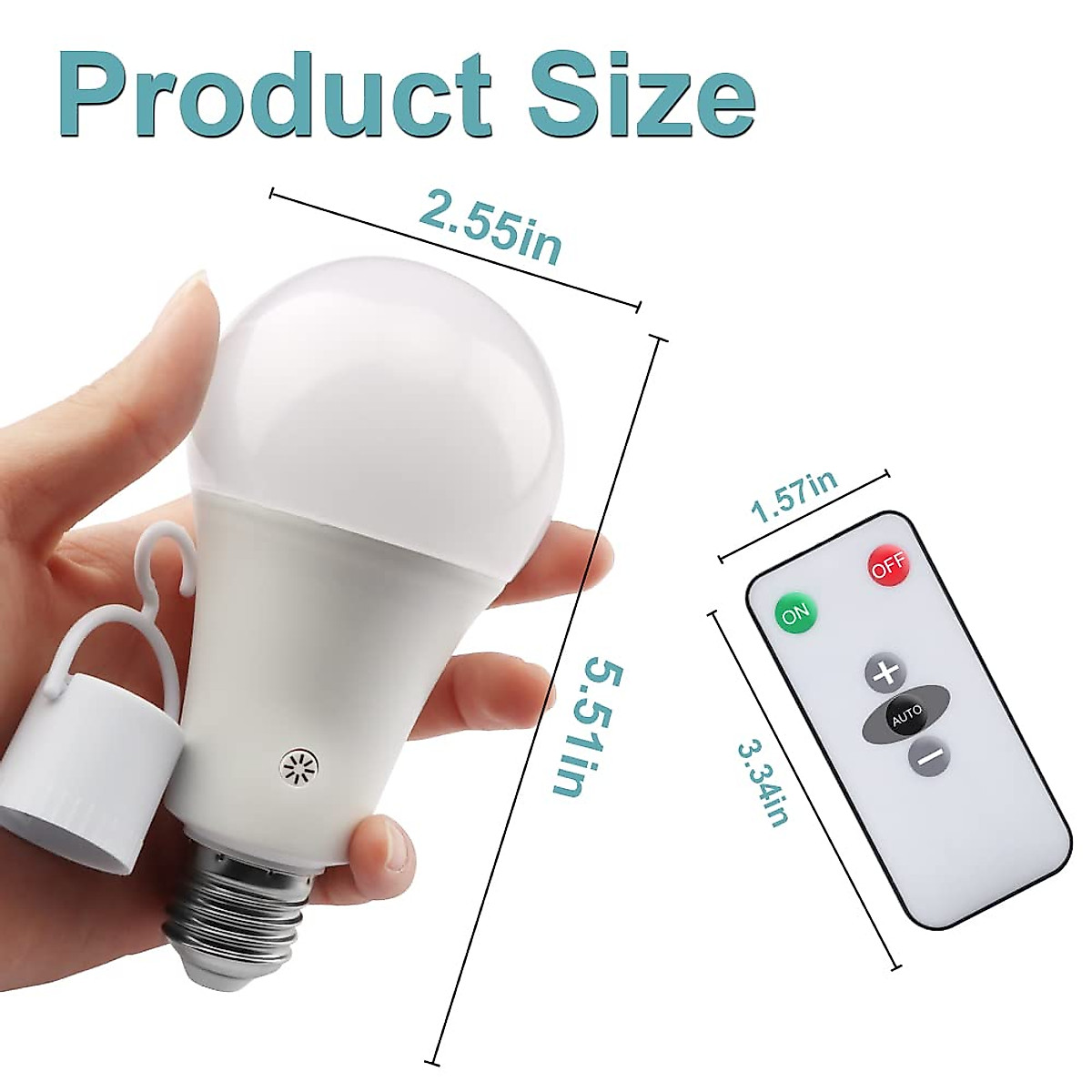 Texsens Rechargeable Light Bulb, 7W 600LM Battery Powered Light Bulb with Remote Controller, Emergency LED Lamp Without Electricity, for Power Outage Outdoor Activity Hurricane, Daylight(1 Pack)