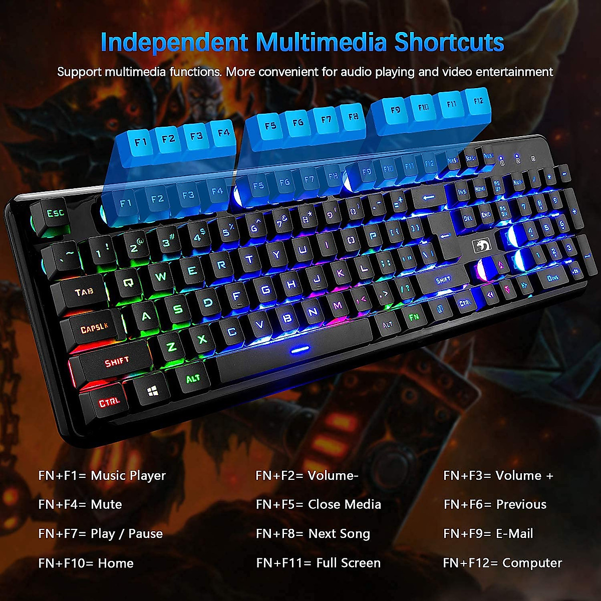 Wireless Gaming Keyboard Mouse and Wrist Rest Combo Rainbow Backlight Silent Mechanical Feel Keyboard with 7 Color Breathing Mute Mice Memory Foam Cushion Hand Rest for Computer PC Gamer