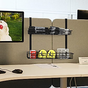 Over the Cabinet Storage Organizer Basket 2 Tier Metal Wire Hanging Kitchen Holder Rack for Bathroom, Pantry, Office Cabinet Storage Basket, Matte Black