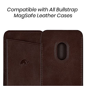 Bullstrap Premium Leather MagSafe Wallet Compatible with All MagSafe iPhone Cases, Bourbon Brown