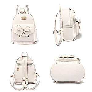 Fayland Women Teens Girls Leather Backpacks Purses Convertible Shoulder Bag Off-White