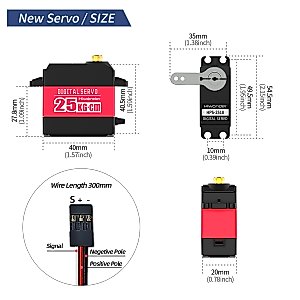 25KG Digital Servo Motor High Torque PWM Servo, Waterproof Full Metal Gear Steering Servo for Robotic Arms and DIY Robot Making, Digital Servo with 25T Servo Horn, Control Angle 180°