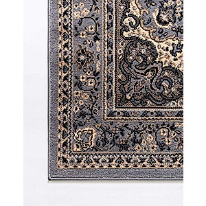 Unique Loom Reza Collection Traditional Persian Style Area Rug, 2 ft 2 in x 8 ft 2 in, Gray/Ivory