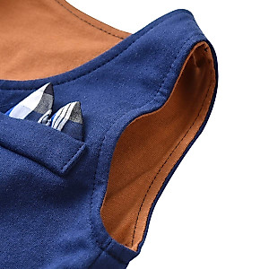 famuka Baby Boy 3 Piece Formal Outfit Suit with Bows Waistcoat Gentleman Tuxedo (Navy 3, 0-3 Months)