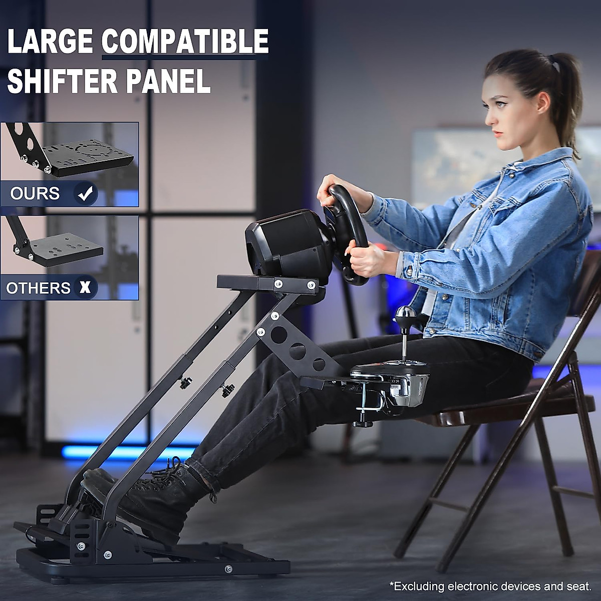 Marada G29 Racing Wheel Stand Height Adjustable，Foldable，Made of Carbon Steel, Can Install Both Shifter and Handbrake,Racing wheel, Support for Logitech G25 G27 G920,Thrustmaster T300RS
