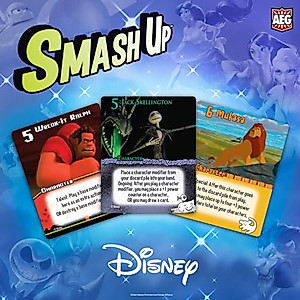 USAOPOLY Smash Up: Disney Edition | Featuring Disney Characters from Frozen, Big Hero 6, The Lion King, Aladdin, The Nightmare Before Christmas, & More | Standalone Smash Up Game