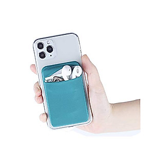 3Pack Cell Phone Card Holder for Back of Phone,Stretchy Lycra Stick on Wallet Pocket Credit Card ID Case Pouch Sleeve Adhesive Sticker for iPhone Samsung Galaxy Android-Dark Green&Blue Gray&Black