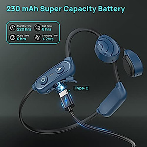 Bone Conduction Headphones Bluetooth, Wireless Sport Open Ear Headphones,Sweatproof Head Set Earbuds with Mic, Stereo inductivv Bone Conduction Earphones for Running Cycling Driving Travel-Blue