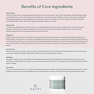 Natifi by Fertifi Mom Belly Butter Maternity Stretch Marks Prevention Pregnancy Skin Care Intensive Treatment 5.5 Oz. Collagen, Coconut Oil, Shea Butter, Almond Oil, Vitamin E & Cucumber. Natif-But-1
