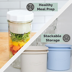 Masontops Snack Stack - Mason Jar Divider Overnight Oats Jars Salad Jars For Wide-Mouth Mason Jars for Overnight Oats Oatmeal Container, Storage Container, Salad Jars Insert For Meal Prep To Go