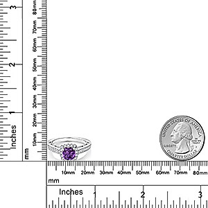 Gem Stone King 925 Sterling Silver 6MM Cushion Gemstone Birthstone and Accent White Created Sapphire Engagement Ring | Wedding Anniversary Promise Ring For Women | Available In Size 5, 6, 7, 8, 9