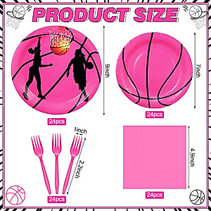 Zubebe 120 Pcs Pink and Gold Party Supplies for 24 Guests Baby Shower Disposable Dinnerware Set Includes 48 Paper Plates 24 Cups 24 Forks 24 Napkins for Wedding Party Bridal Shower Baby Shower