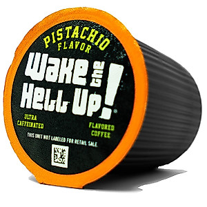 Wake The Hell Up!® Pistachio Flavored Single Serve Coffee Pods Of Ultra-Caffeinated Coffee For K-Cup Compatible Brewers | 12 Count, 2.0 Compatible Pods