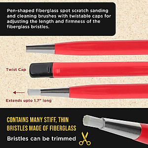 Dura-Gold Fiberglass Spot Scratch Brush Pen Tool, Pack of 3 - Clean, Sand, Scuff Surfaces, Remove Rust & Corrosion, Prep Sanding Auto Paint Scratches for Painting - Polish Metals, Cleaning Electronics