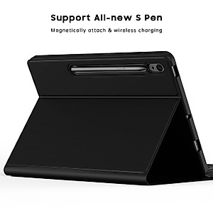 For Samsung Galaxy Tab S7 FE / S7 Plus /S8+ 12.4 inch Case with Keyboard - Smart Detachable Wireless Touchpad Tablet Keyboard Cover - Tab S7 FE 2021/ S7+ 2020/S8+ Keyboard Case with S Pen Holder Black