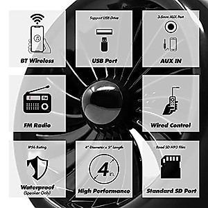 GoHawk TJ4-Q 1000W 4 Channel Amplifier 4" Full Range Waterproof Bluetooth Motorcycle Stereo Speakers Audio System AUX USB SD Radio for 1-1.5" Handlebar Harley Touring Cruiser ATV