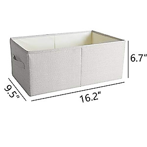 ALYER Collapsible Fabric Storage Organizer with Handles,Shelf Bins Box Container for Bedroom Office Closet Babies Nursery Toys Books Clothes (Beige)
