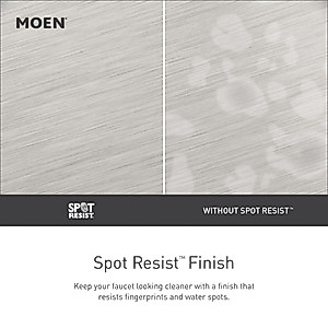Moen Revyl Spot Resist Nickel One-Handle Single Hole Modern Bathroom Sink Faucet with Optional Deckplate and Spring Loaded Drain Assembly, 84771SRN