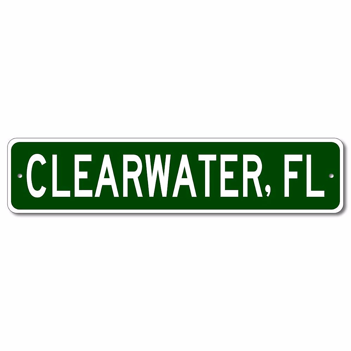 Clearwater, Florida - USA City and State Street Sign - Personalized Metal Street Sign, Man Cave Destination Sign, Perfect Idea, Pub Bar Wall Decor - 4x18 inches