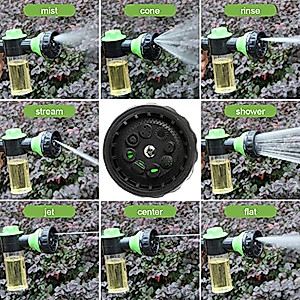 BORDSTRACT Garden Hose Nozzle, Soap Dispenser Bottle, 8 Spray Patterns, High Pressure Hose Foam Sprayer For Watering Plants, Cleaning,Car Wash And Showering Pet (Green)