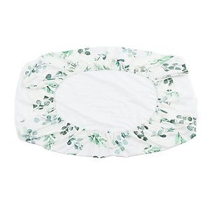 Changing Table, Easycare Soft Cotton, Beautifully Printed Changing Table Cover (Green Leaves, White Plush)