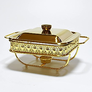 YRHH 1.8L Chafing Dish Buffet Set, Food Heating Container and Buffet Warmer Sets with Lid, Gold