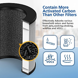 JORAIR D09 Replacement Filter Compatible with Tailulu Air Purifier Cleaner D09, 3-in-1 H13 Grade True HEPA Replacement Filter, 360 Rotating D09 Filter, 2 Pack