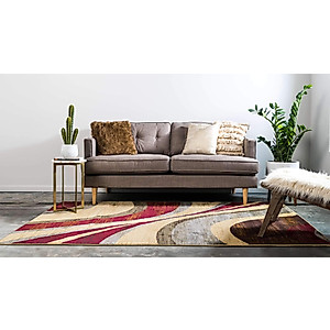 Unique Loom Barista Collection Area Rug - Ngada (5' 3" x 8' Rectangle, Beige/ Red)