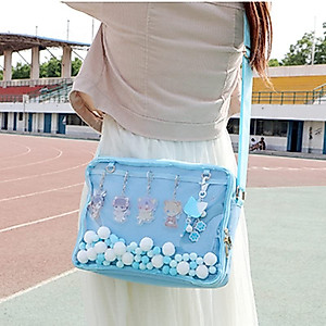 Ita Bag with Insert Large Canvas Shoulder Tote Ita Purse for Cosplay Transparent Canvas Ita Bag (pink)