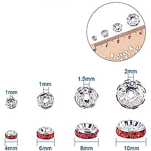 Allb 100Pcs Rondelle Spacer Beads 8mm Silver Plated Czech Crystal Rhinestone for Jewelry Making Loose Beads for Bracelets