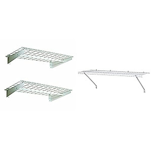HyLoft 777 Wall Shelf with Hanging Rod, 36" x 18" (2-Pack) , White & ClosetMaid Wire Shelf Kit with Hardware, 4 Ft. Wide, for Pantry, Closet, Laundry, Utility Storage, White Vinyl Finish