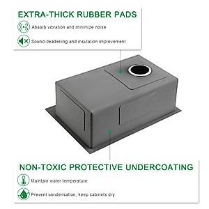 OUGOO Kitchen Sink, 22 x 18 Drop in Sink, 9" Deep Single Bowl Kitchen Sinks, 304 Stainless Steel Topmount Kitchen Sink with Strainer & Bottom Grid, Black