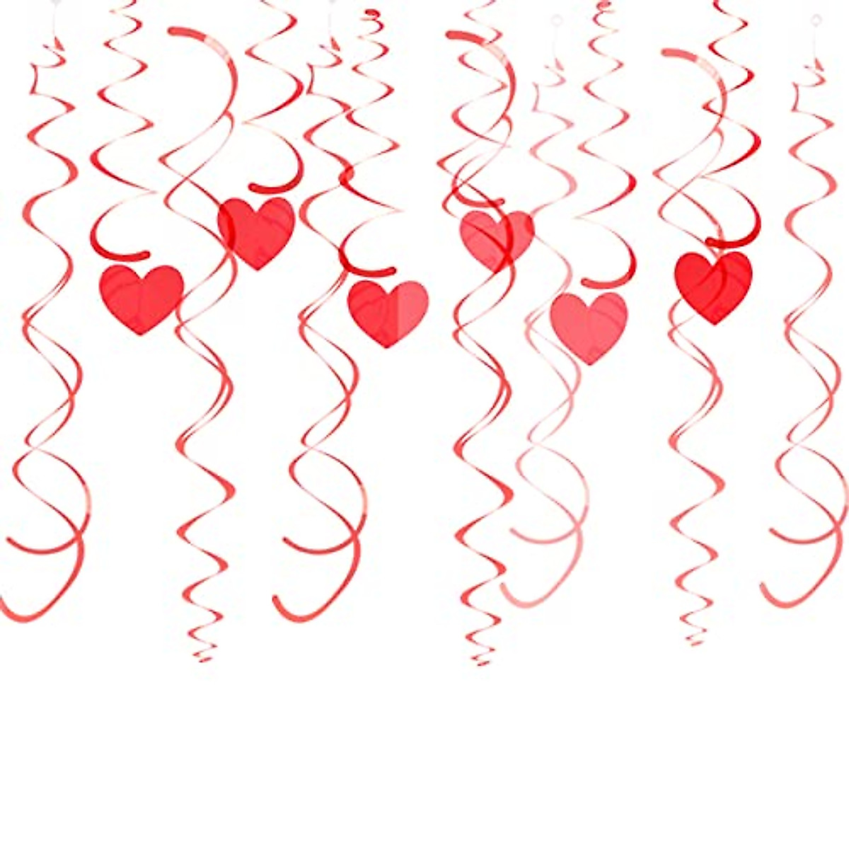 Autupy Red Hanging Red Heart Swirls for Valentine's Day Birthday Wedding Holiday Celebration Supplies,Pack of 24