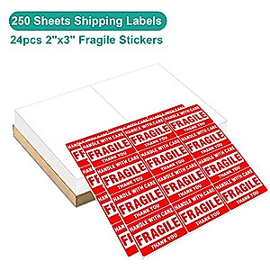 MFLABEL Half Sheet Labels Laser/Ink Jet Shipping Labels 8.5 x 11 Inches Packaging Labels, Address Labels for Laser & Inkjet Printers, 500 Count(250 Sheets)