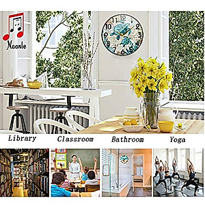 Naanle Chic Vintage Ocean Sea Turtles Starfish Map Print Round Wall Clock, 9.5 Inch Silent Battery Operated Quartz Analog Quiet Desk Clock for Home,Office,School