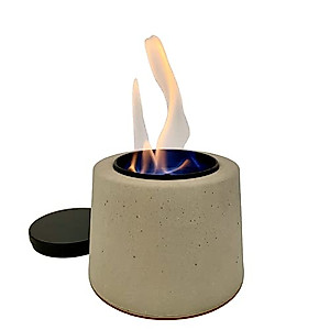 Fine&Clear Manhattan Stove Tabletop Fire Pit - Handmade Bio Ethanol Firepit, Concrete Fire Bowl, Mini Fireplace for Indoor & Outdoor - Bio Ethanol Fuel Stove with Extinguisher Lid Made in USA