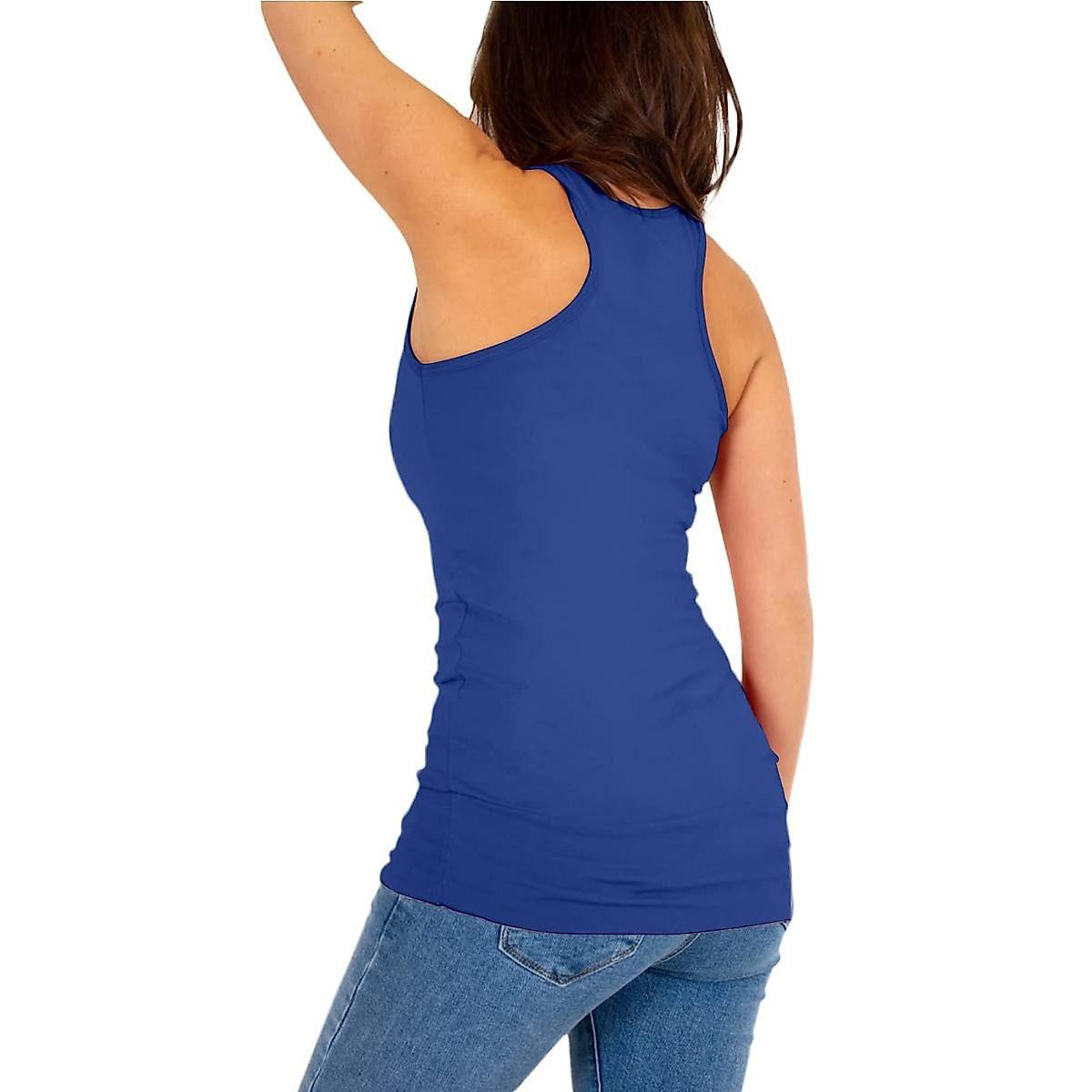 H HIAMIGOS Women's 3 Pieces Extra Long Fitted Tank Tops Racer-Back Cotton Sleeveless Undershirt Basic Layering Sports Workout Yoga Cami