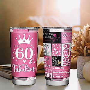 LJWJWLJW 60th Birthday Gifts for Women Tumbler 60 Year Old Gifts for Her Happy 60th Birthday Decorations Women 1963 Birthday Gifts Stainless Cup 20 Oz…