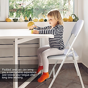 6 Pack Folding Chairs with Padded Cushions and Back Metal Frame Foldable Chairs with Padded Seats Portable Commercial Seat for Office Indoor Outdoor Meeting Wedding Party Event (White, Grey)