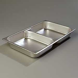 Carlisle FoodService Products Durapan Stainless Steel Divided Steam Table Pan for Catering, Hotel, and Restaurants, Full-Size 2.5 Inches Deep, Silver, (Pack of 6)