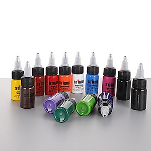 STIGMA Professional Tattoo Ink Color Set 14 Colors with 15 ml 1/2oz per Bottle Tattoo Ink Set for Tattoo Artist and Beginners Tattoo Supplies TI4003-15-14