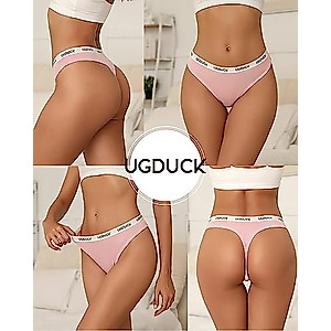 UGDUCK Thongs for Women Pack, Cotton Thongs for Women 6 Pack Cotton Panties High Rise Breathable Underwear S-XL Multicolor