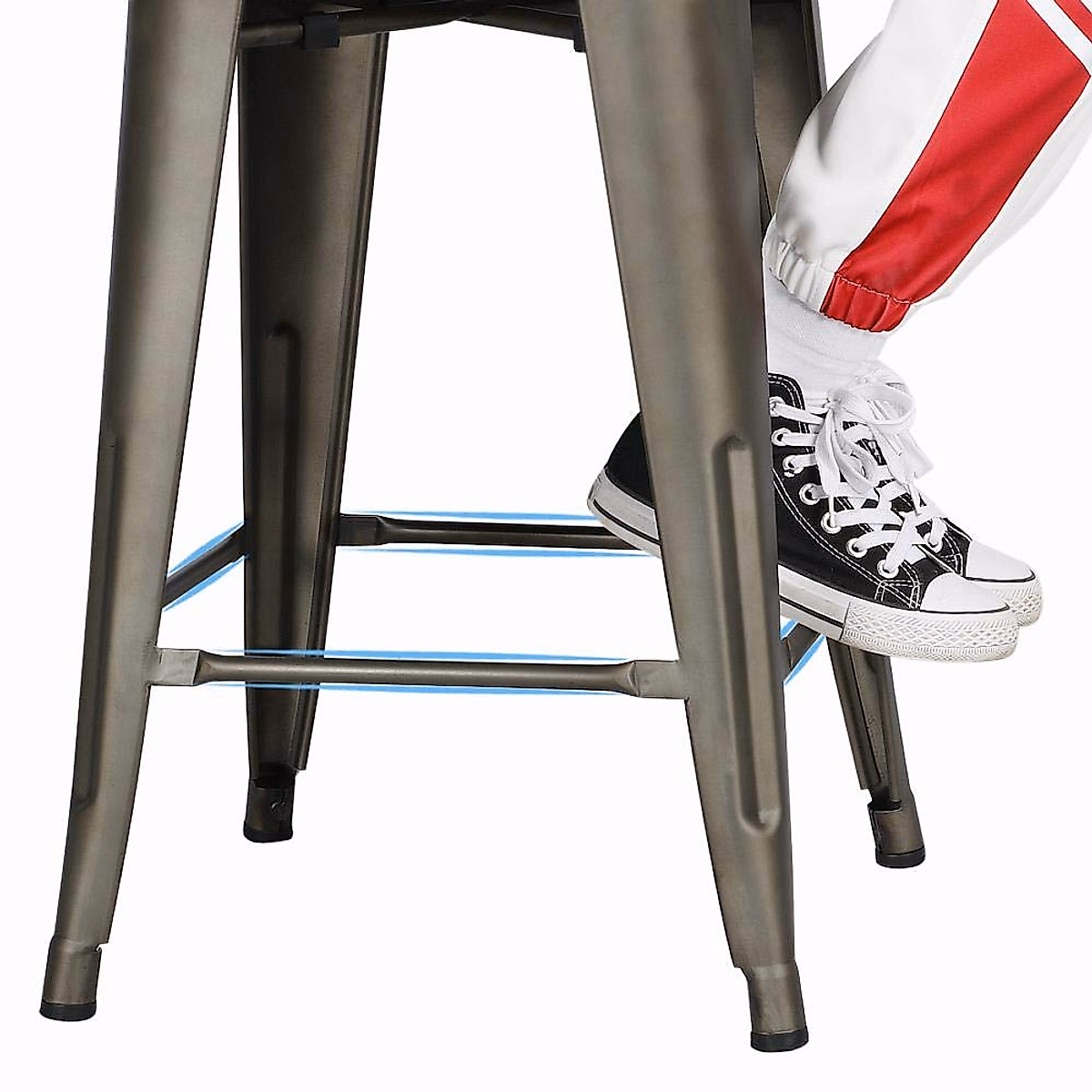 Topeakmart Metal Bar Stools 30 inches Set of 4 High Backless Counter Bar Stool Heavy Duty Indoor-Outdoor Stackable Chairs