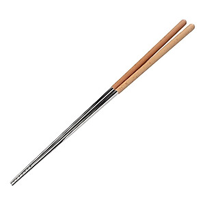 Extra Long Cooking Chopsticks, 15inch Stainless Steel Chopsticks with Wooden Handle, Reusable Kitchen Frying Chopsticks Cooking Accessories