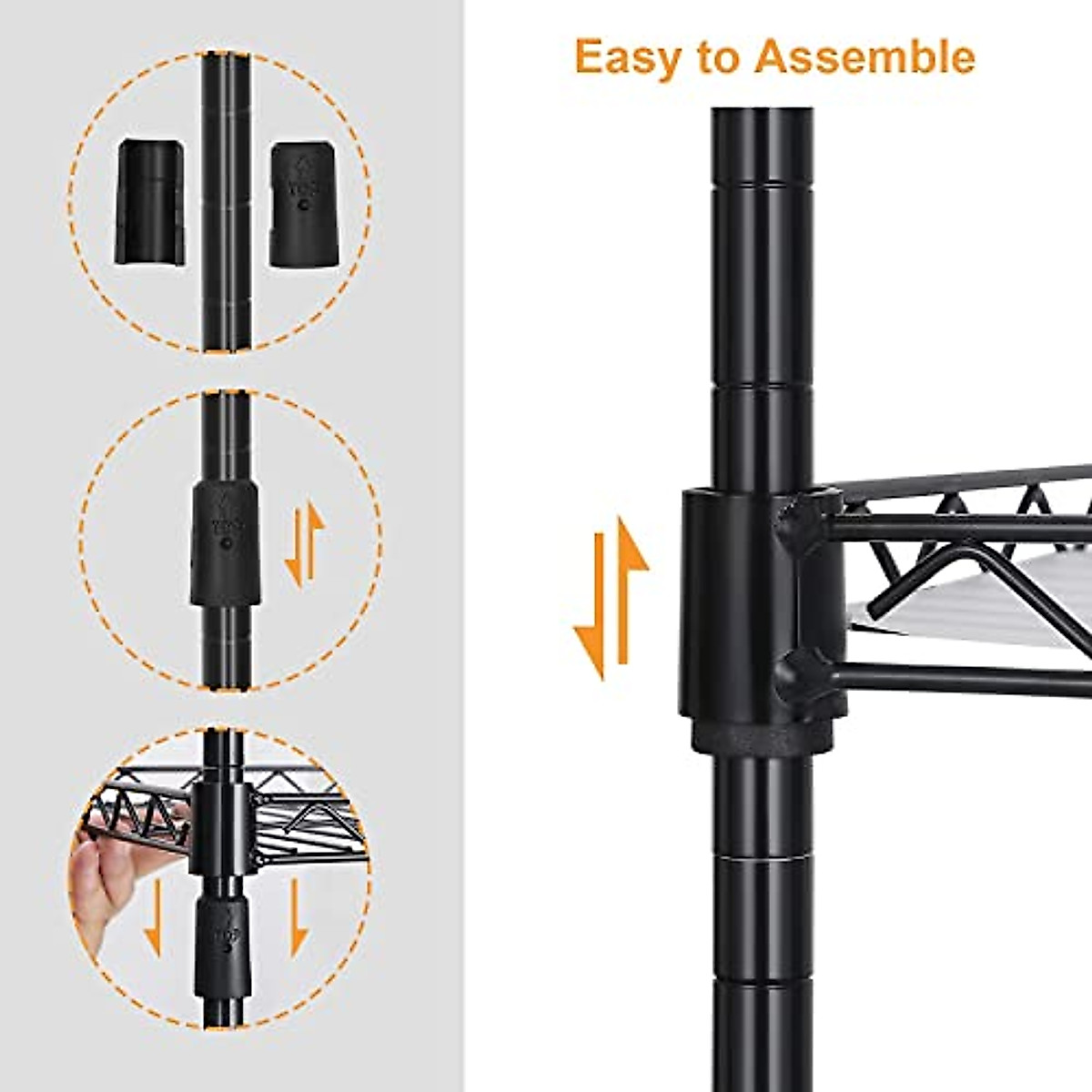 Guangfoshun 5-Tier Wire Shelving, 11.8x15.7x63in, Black - Heavy Duty Shelf - Kitchen Storage Shelves