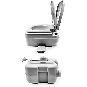 HTTMT - Portable Flush Toilet Commode Potty For Travel Camping Boating Hiking Roadtripping Use On RV Boat Coach Outdoor Indoor & more | 5 Gallon 20L Easy Clean [P/N: ET-Toilet001]