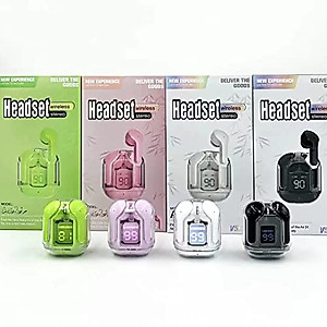 Air31 Wireless Earbuds Bluetooth 5.3, Wireless Earphones Transparent with Deep Bass Hi-Fi Stereo Sound, Bluetooth Headphone with Built-in Mic Charging Case Suitable for iPhone Android Laptop (White)