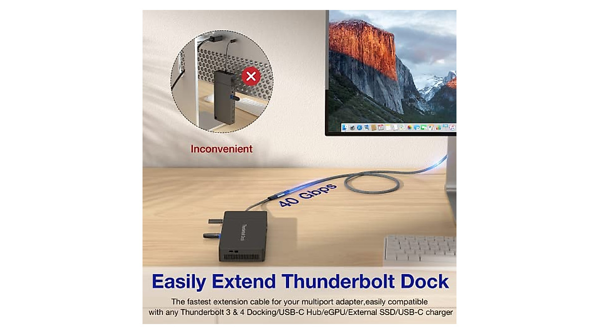 USB4 Extension Cable 2.62Ft - Thunderbolt 3 & 4, 40Gbps Data, 8K Video ...
