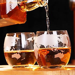 Glolaurge Whiskey Decanter with 2 Globe Glasses, 1250ml Ship Whiskey Decanter Set for Men, Liquor Bourbon Decanter Gift for Him